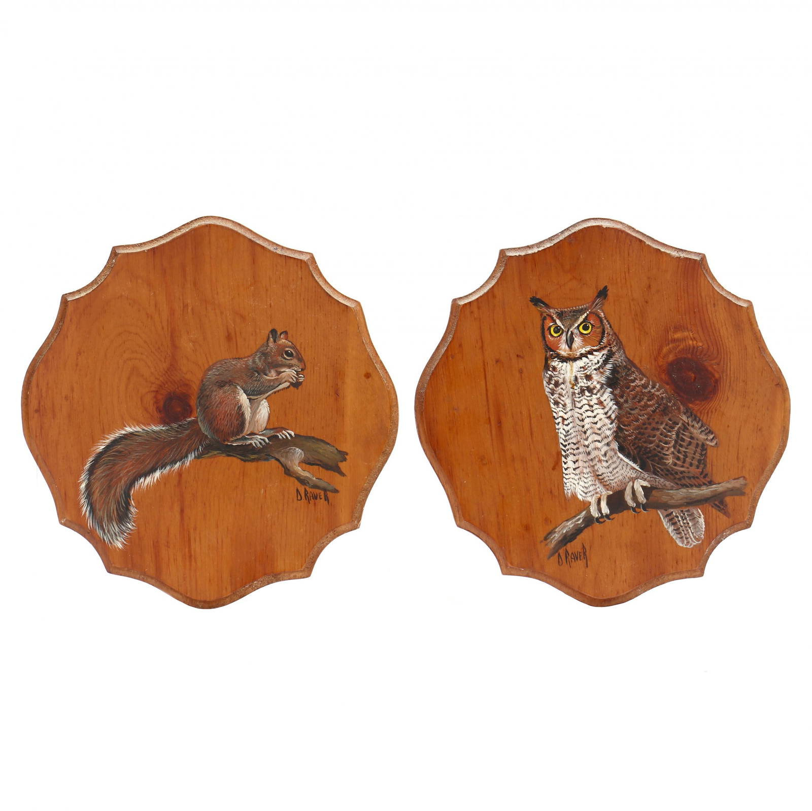 Duane Raver (nc, 1927 - 2022), Gray Squirrel And Great Horned Owl ...