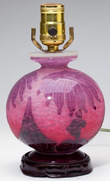 13: Charles Schneider "Dahlia" Cameo Glass Lamp