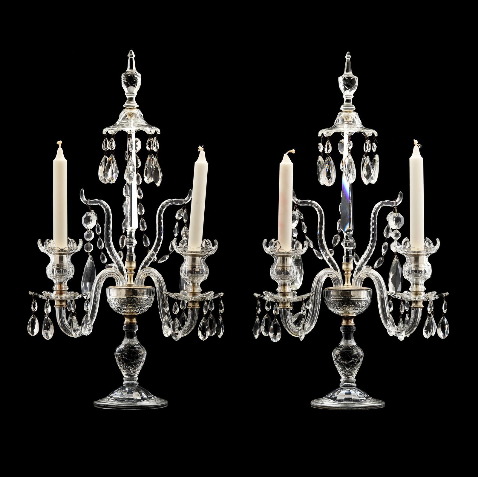 Pair Of Regency Style Cut Glass Girandoles Auction