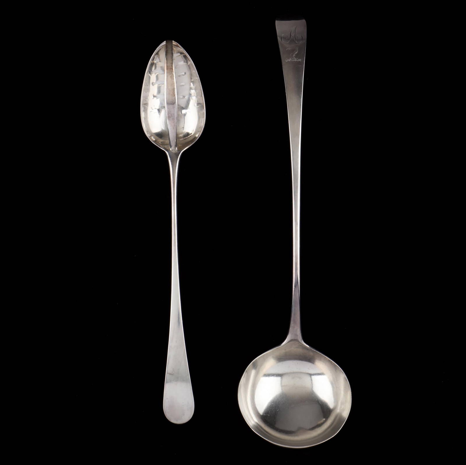 Two George Iii Silver Serving Spoons, Mark Of Peter & Ann Bateman Auction