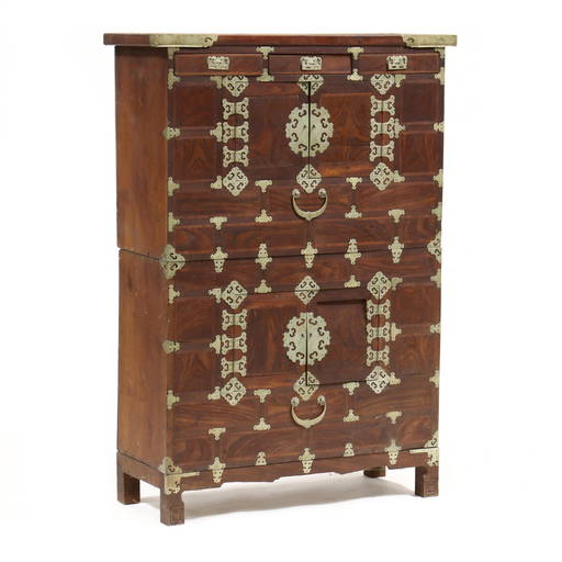 Vintage Inlaid Tansu Chest On Frame