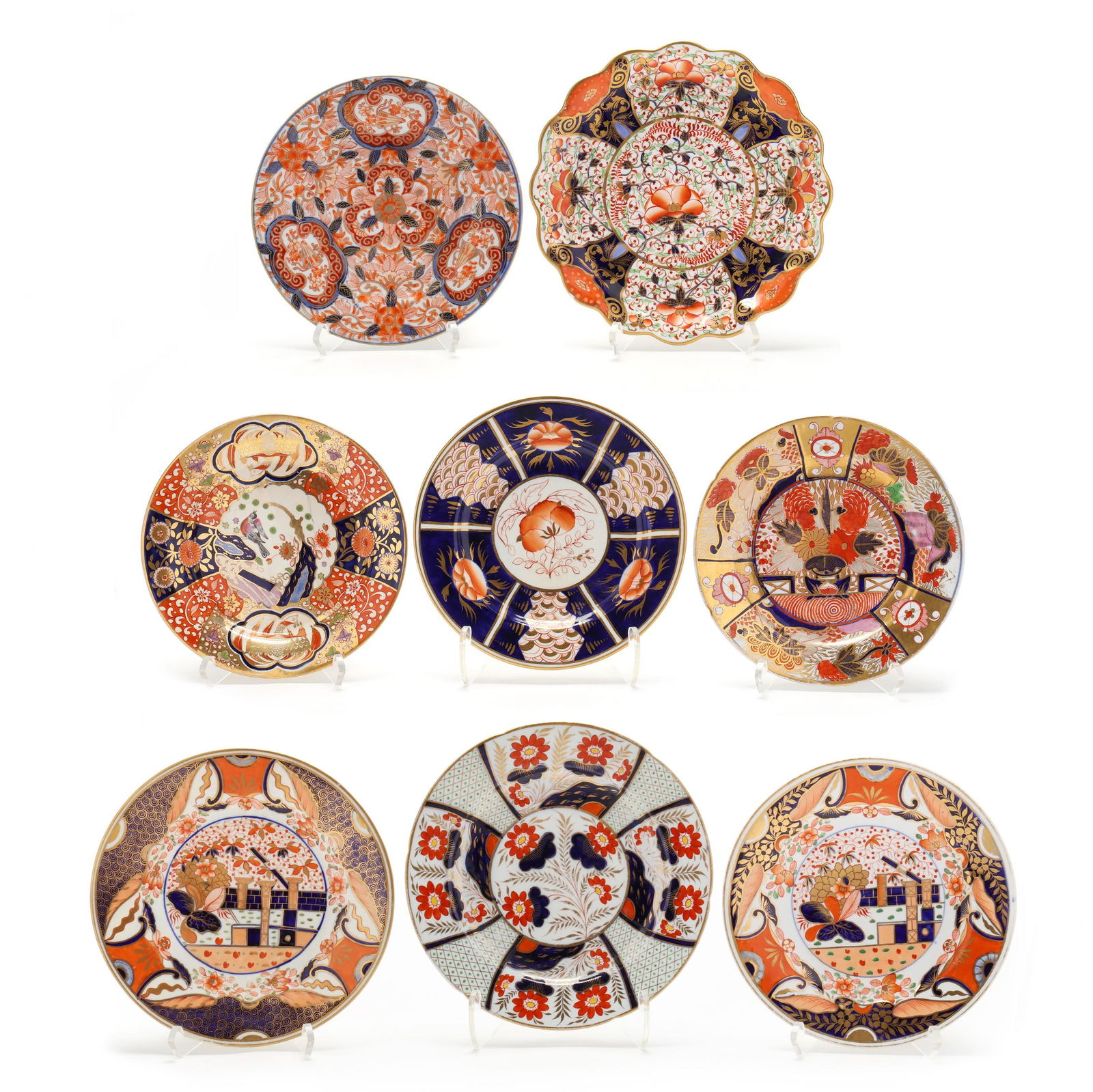 Eight English Plates, Japanese Imari Designs Auction