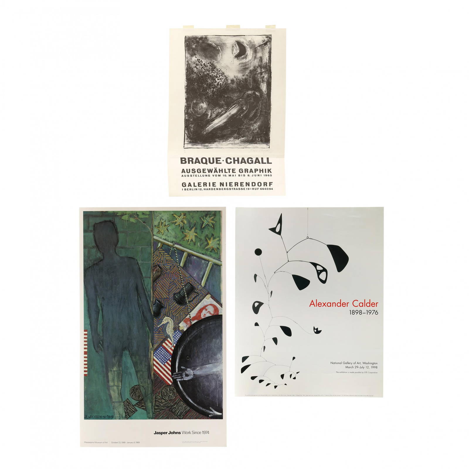 Three Exhibition Posters, Marc Chagall / Jasper Johns / Calder Auction