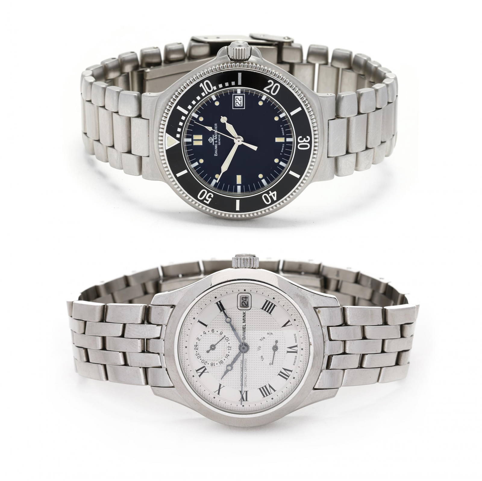 Two Gent's Stainless Steel Swiss Watches Auction