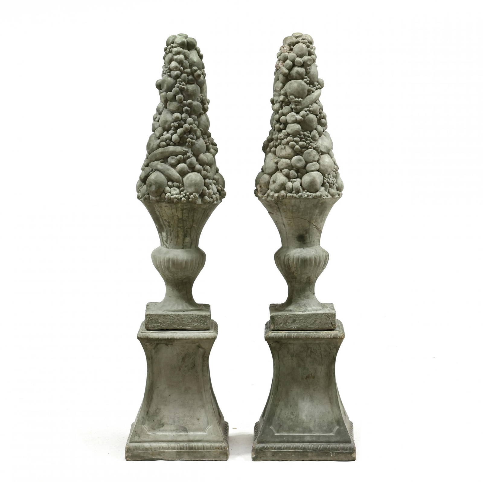 Pair Of Cast Stone Garden Topiaries Auction