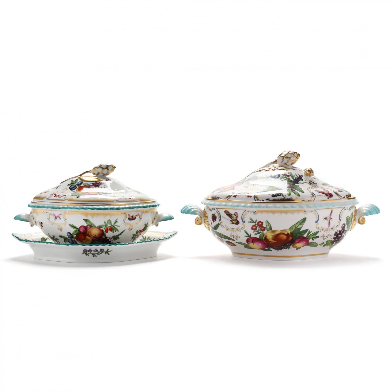 Mottahedeh Duke Of Gloucester Two Tureens, One With Underplate Auction