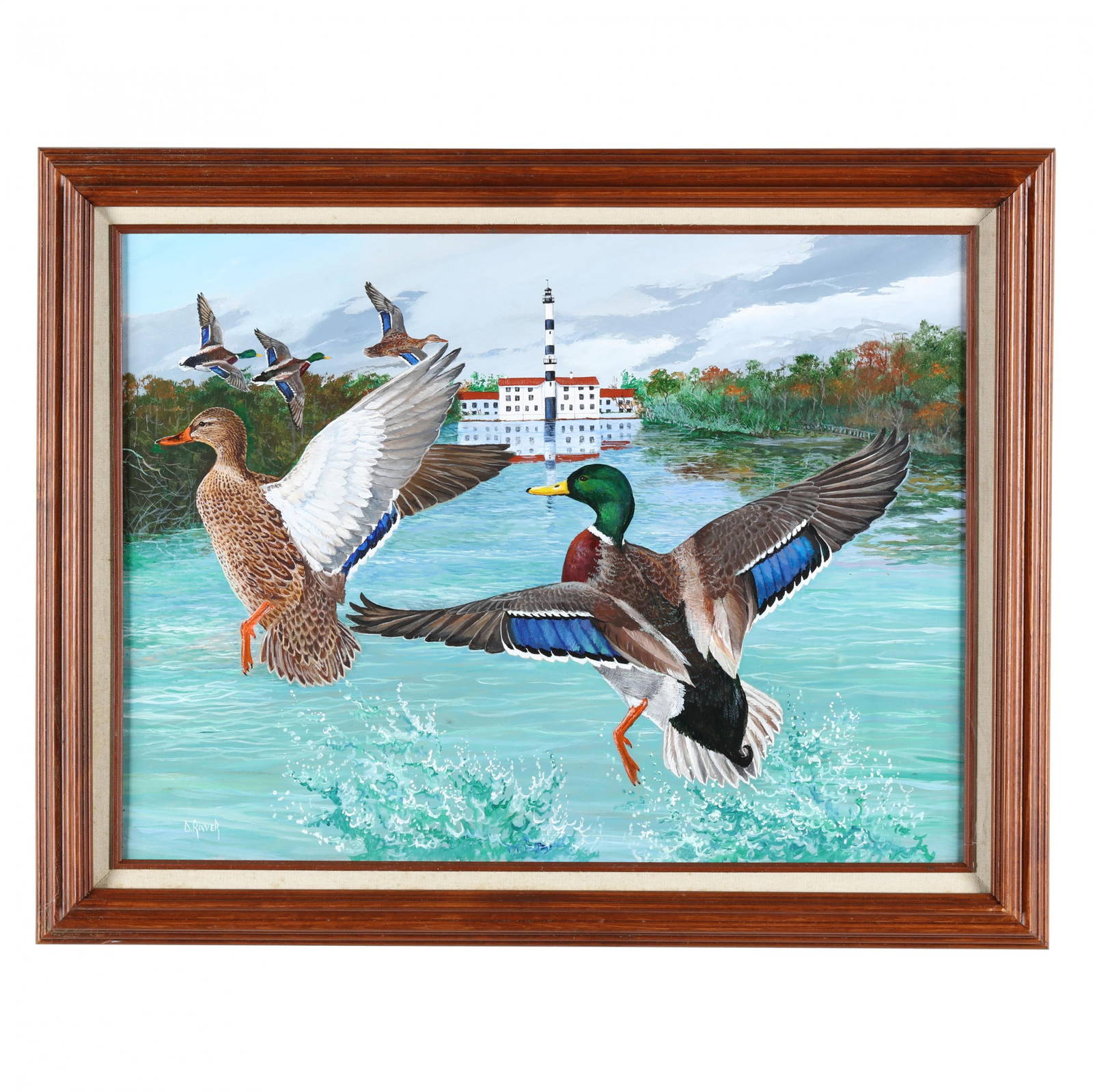 Duane Raver Jr. (nc, 1927-2002), Mallards In Flight At Lake ...