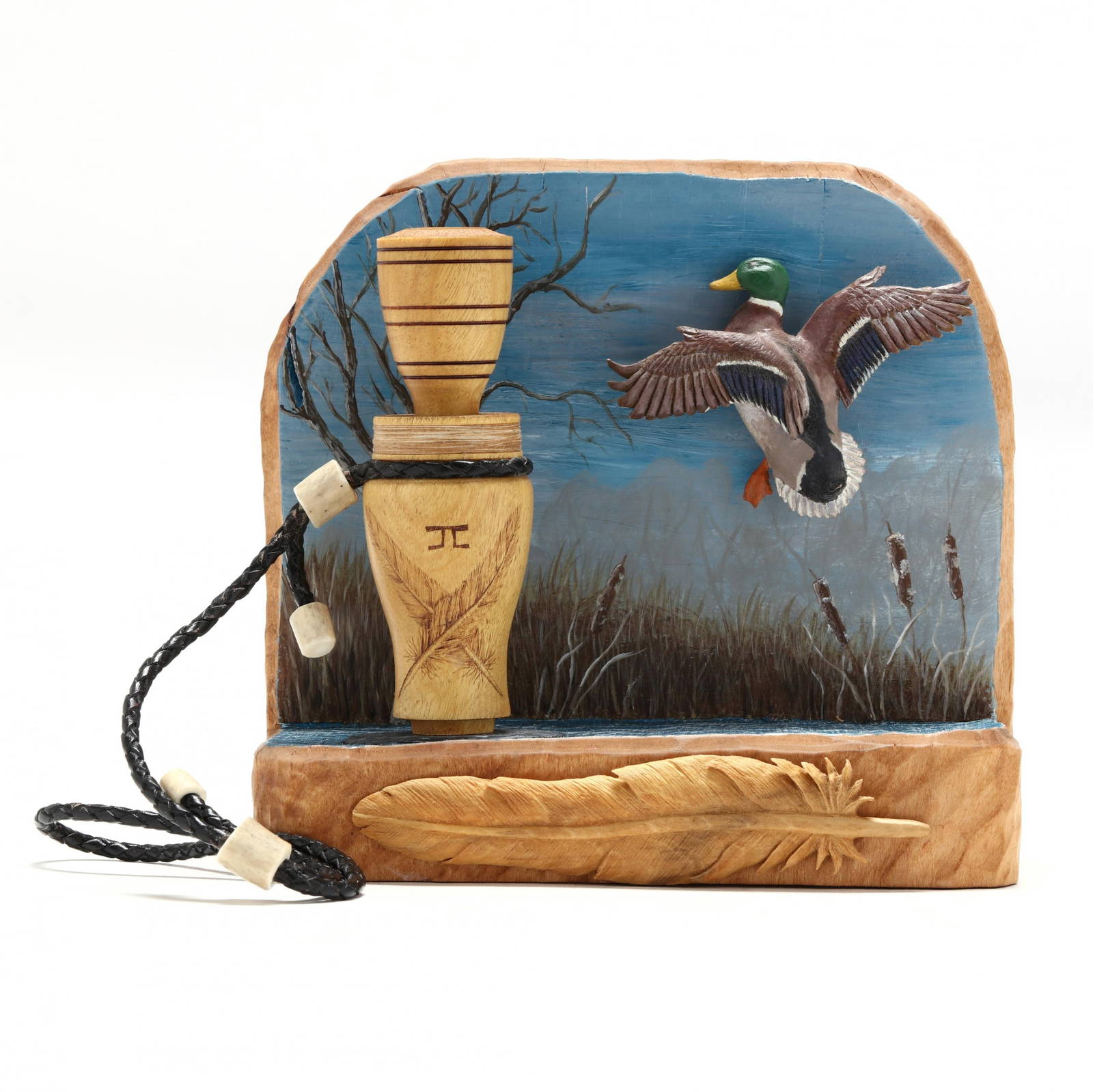 Custom Duck Call Signed Jc On Painted Waterfowl Display Auction