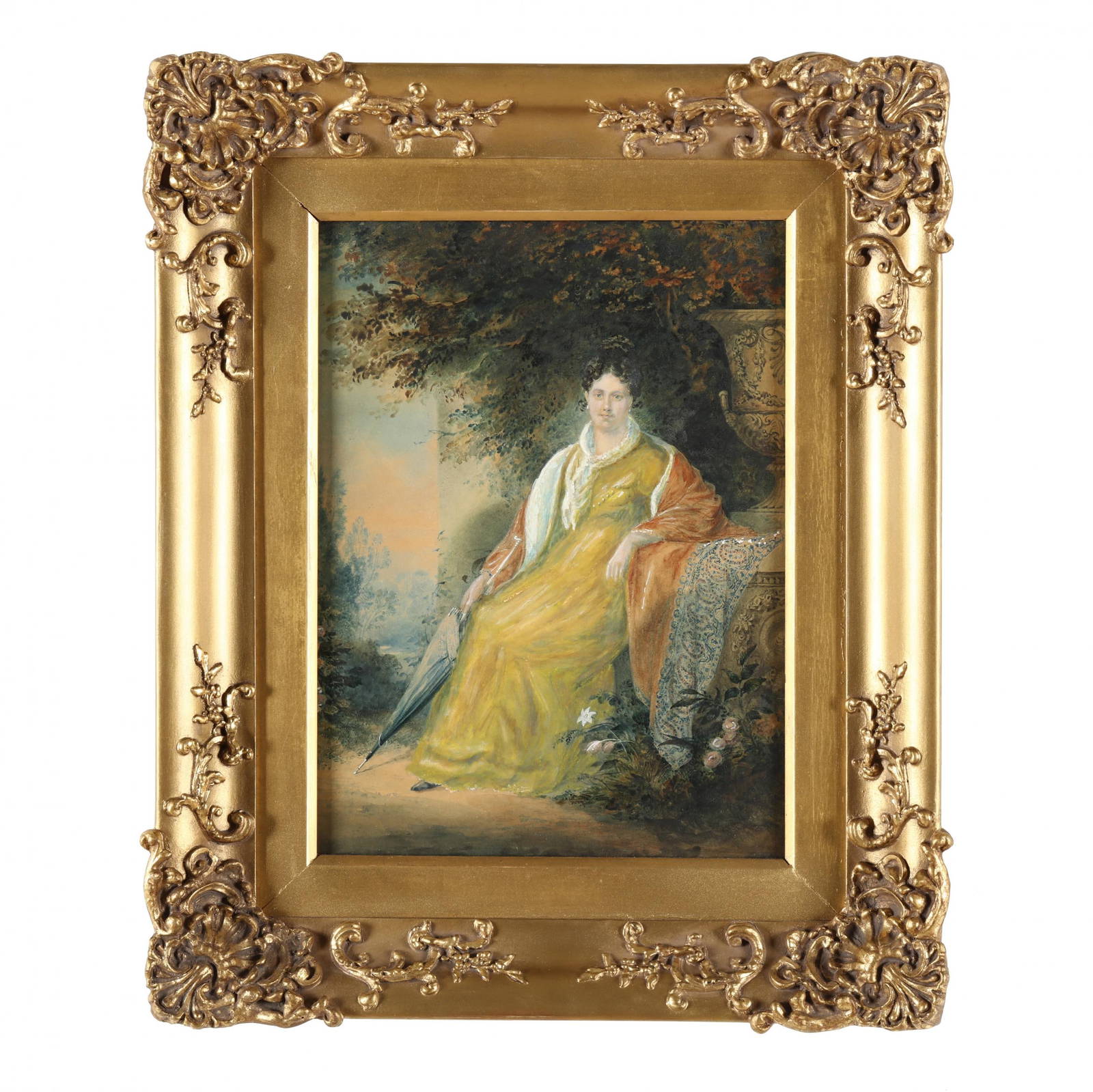 English School (early 19th Century), "grand Manner" Portrait Of A Seated Woman With An Umbrella ...