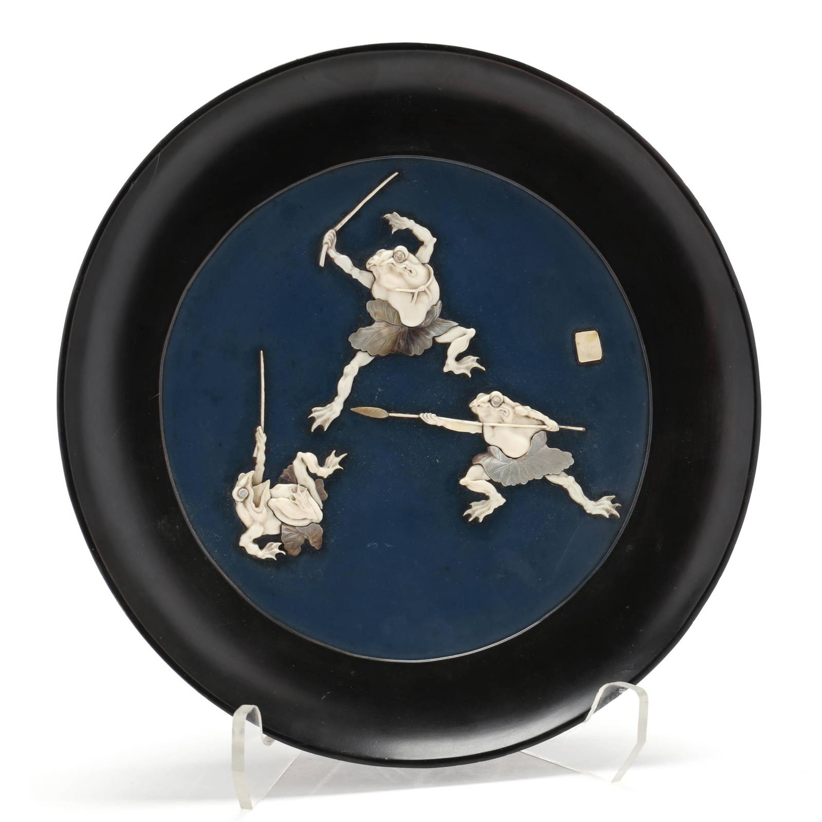 A Japanese Inlaid Lacquer Plate With Frogs Auction