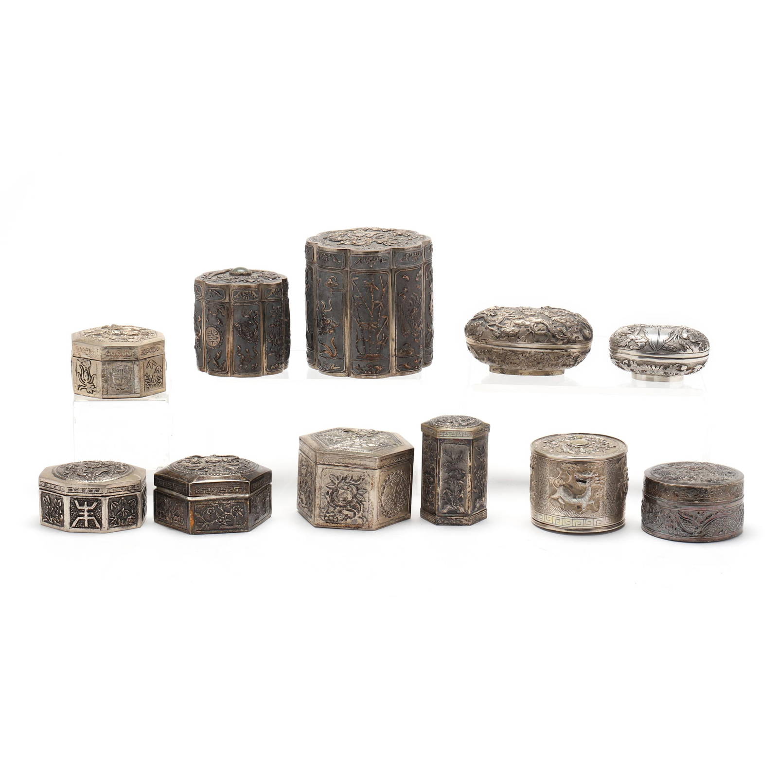 Collection Of Eleven Asian Silver Opium And Betel Boxes Auction