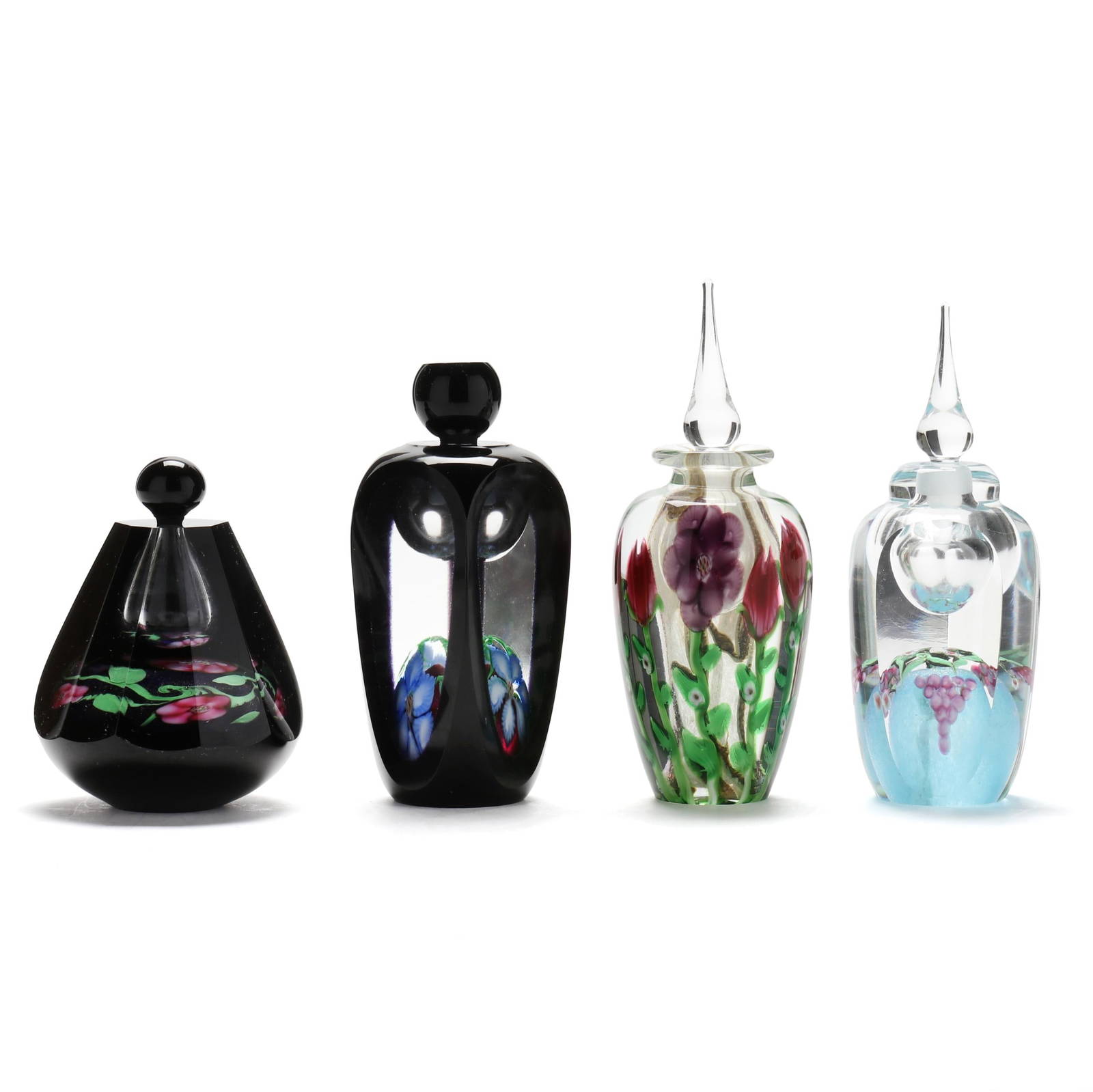Four Vandermark-merritt Art Glass Paperweight Perfume Bottles Auction