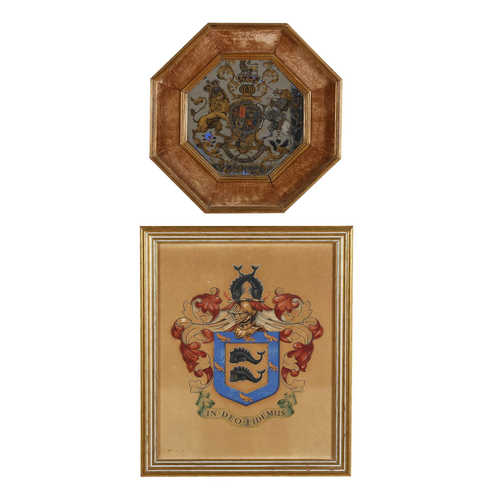 Two English Heraldic Items Featuring Coats Of Arms Auction