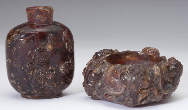 Two Chinese Amber Carvings