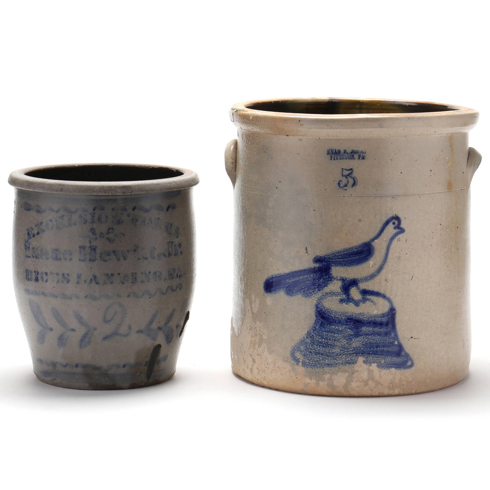 Two Antique Pa. Stoneware Storage Crocks Auction