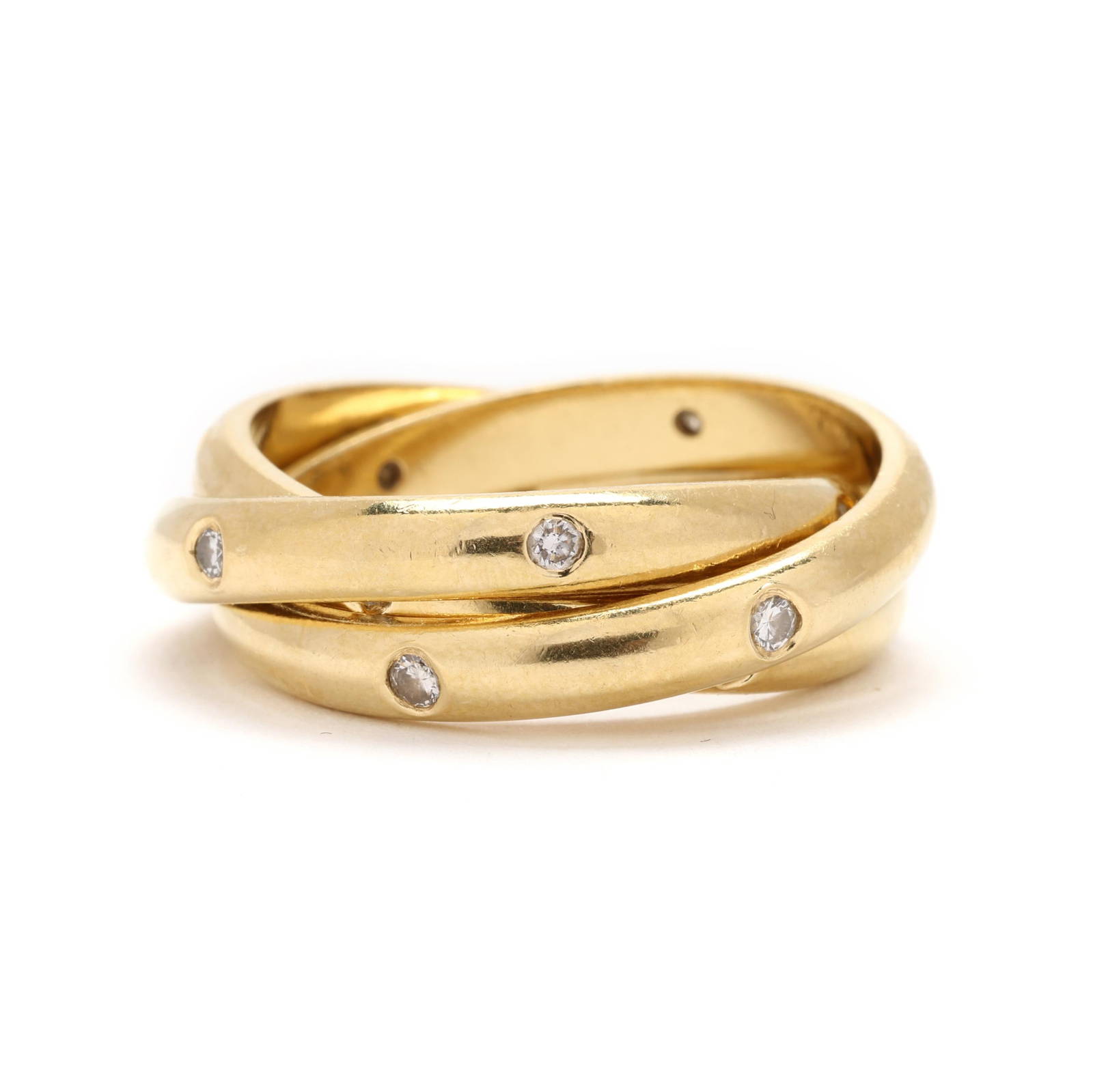 Gold And Diamond Interlocking Band Ring Auction