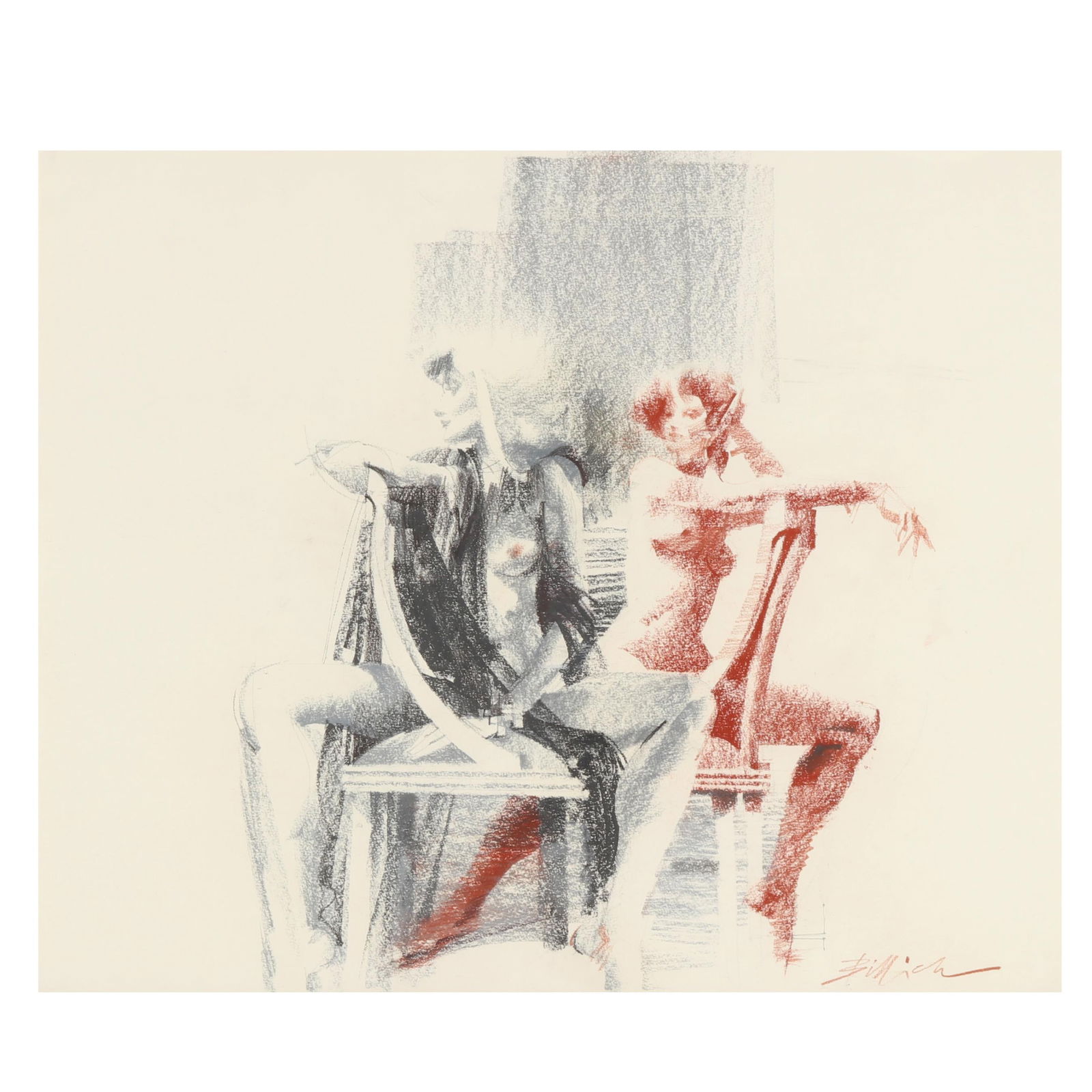 Charles Billich (australian, B. 1934), Two Seated Nude Figures Auction