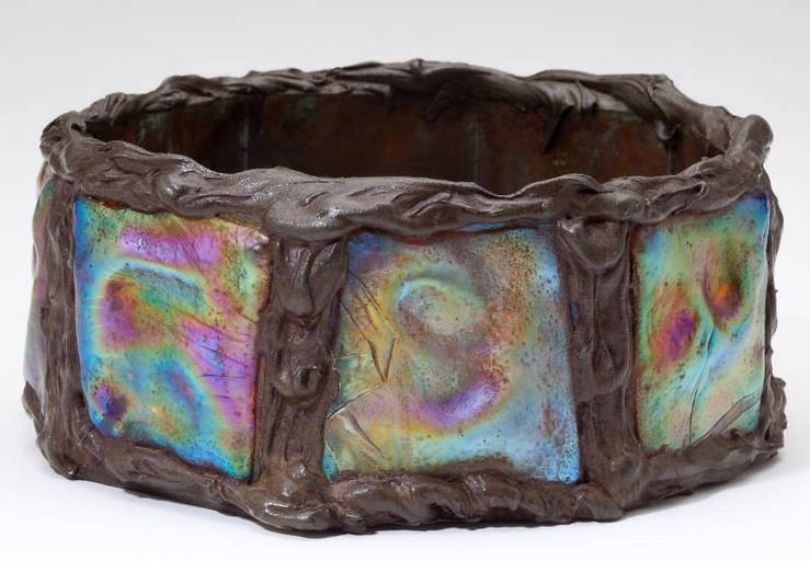 Rare Tiffany Studios Turtleback Tile Fernery