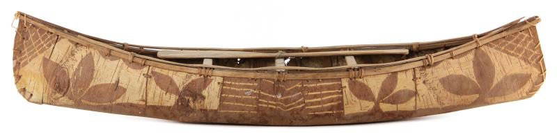 Antique Indian Handmade Birch Bark Canoe