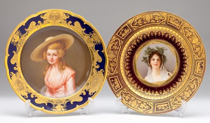 Two Porcelain Cabinet Portrait Plates