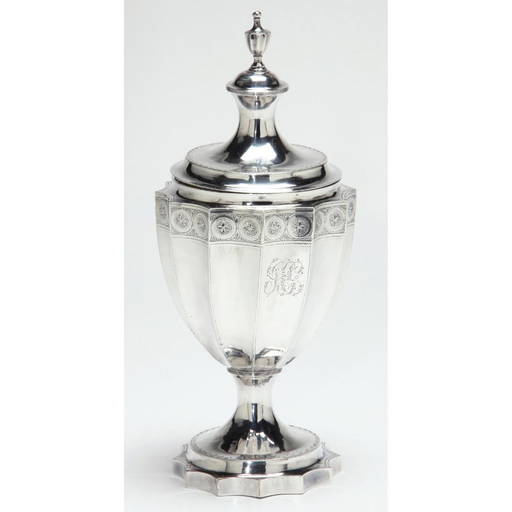 Federal Period Coin Silver Sugar Urn With Cover