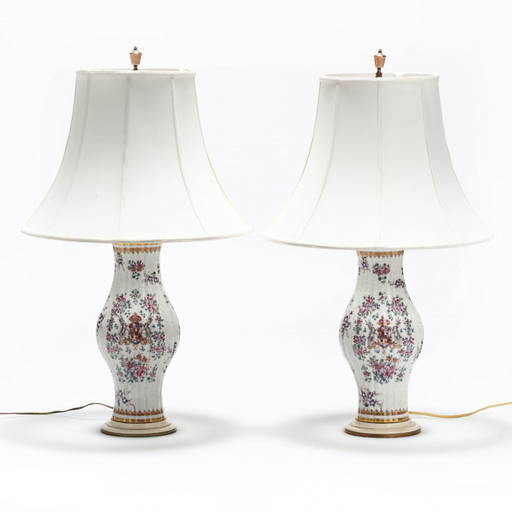 Pair Of Samson Porcelain Armorial Table Lamps