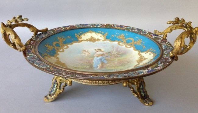19th Century Sevres And Champleve Enamel Bowl