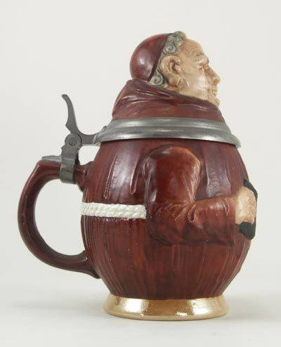 Postwar Figural Monk Character Pottery Stein