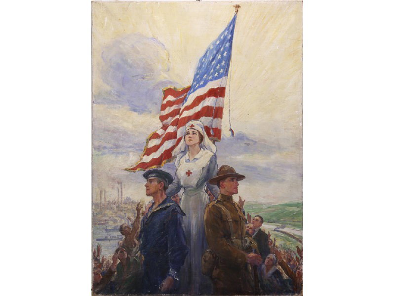 10: Frederick C. Yohn WW I Oil Painting for War Poster