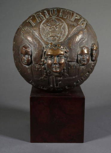 Bronze Sculpture Orb Mother War 1960's American Counter Culture
