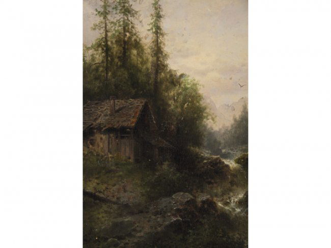ALBERT RIEGER (Austria 1834-1905) Rapids Painting : Lot 75