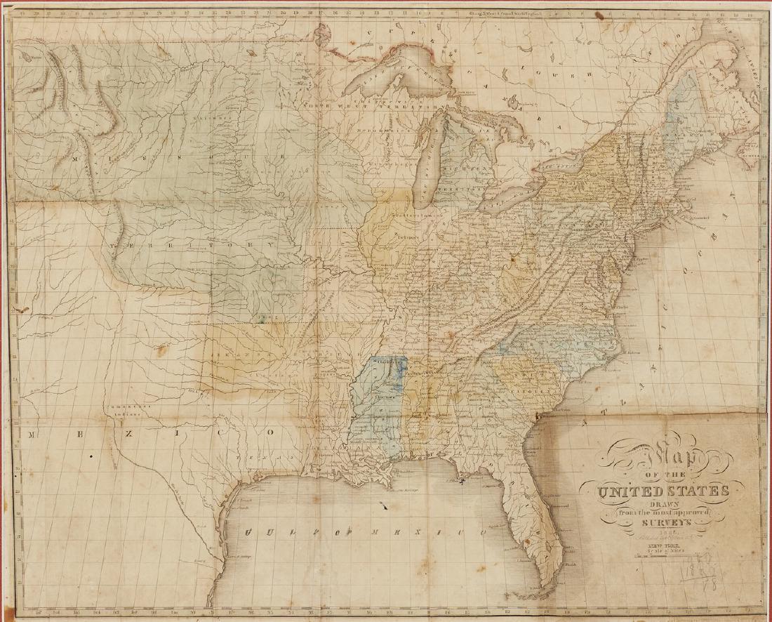 Folding Pocket 19C Map of the United States 1826