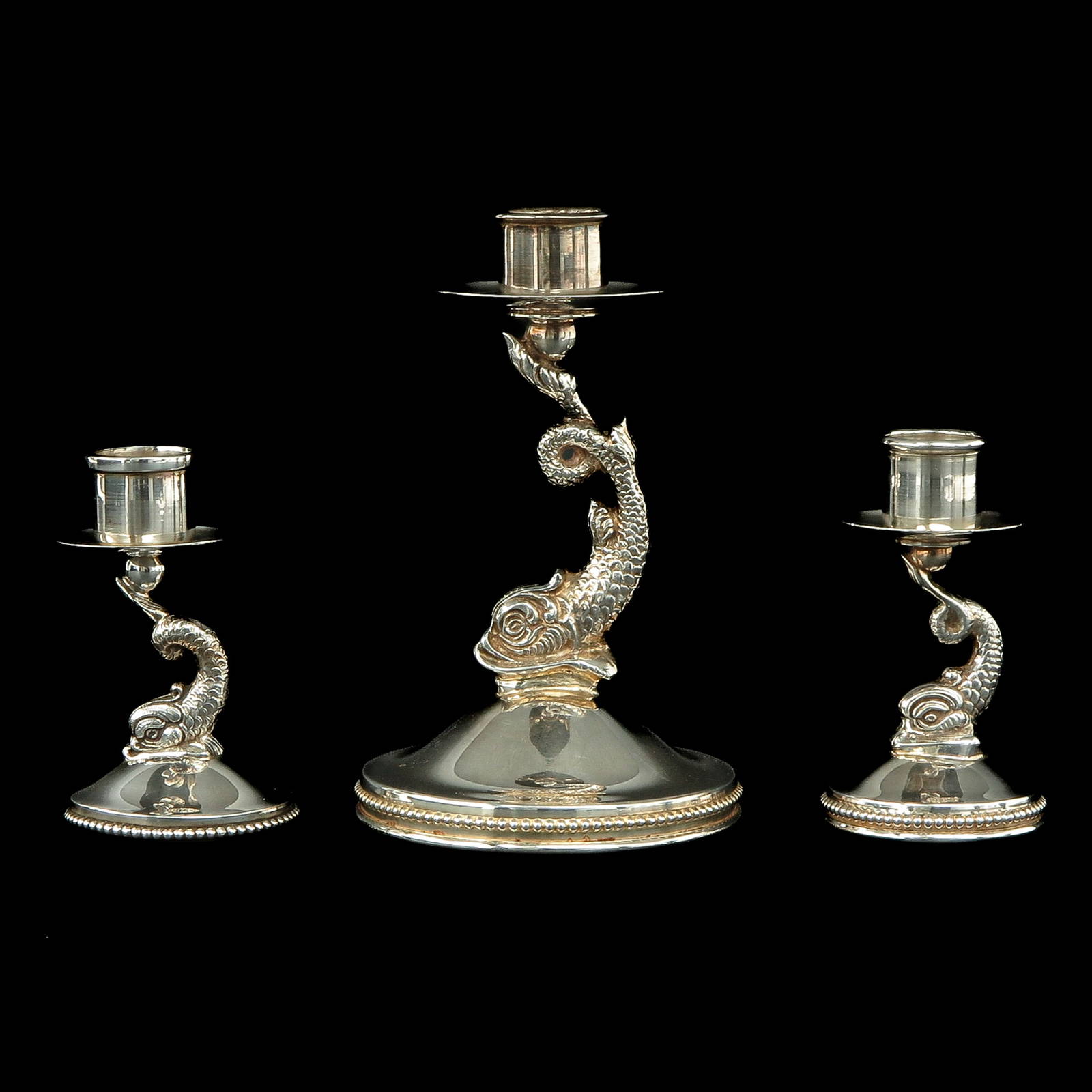 A 3 Piece Silver Candlestick Set Auction