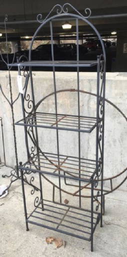 Black Wrought Iron Scroll Bakers' Rack