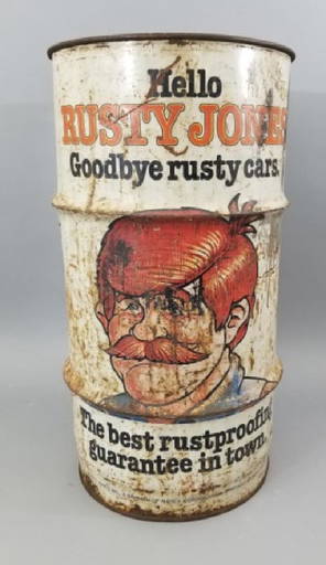Vintage Steel Rusty Jones Rustproofing Drum