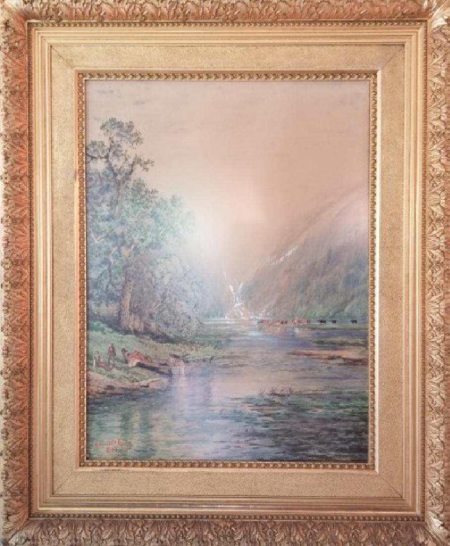 Edmund Lewis Important 19th C Watercolor Painting