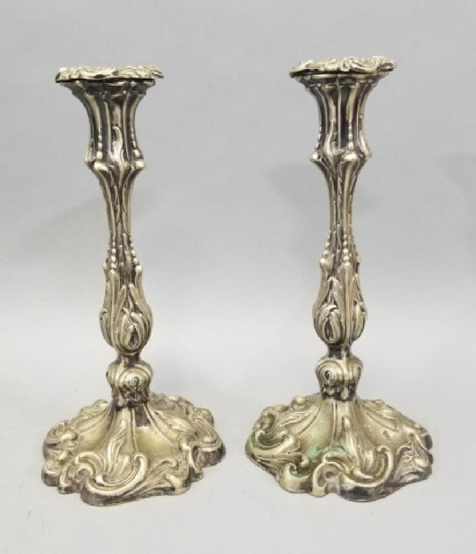 Pair Antique Rococo Hallmarked Silver Candlesticks