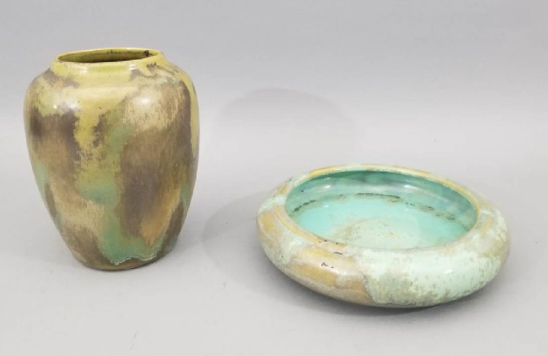 Vintage Red Wing & Fulper Art Pottery Vase & Bowl