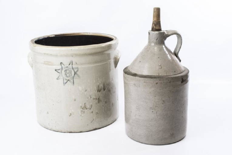 Antique American Stoneware Crock & Jug