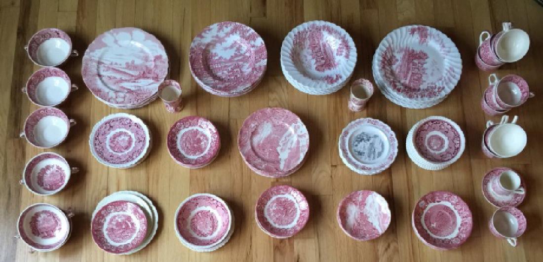 Antique Vintage English Red & White Porcelain
