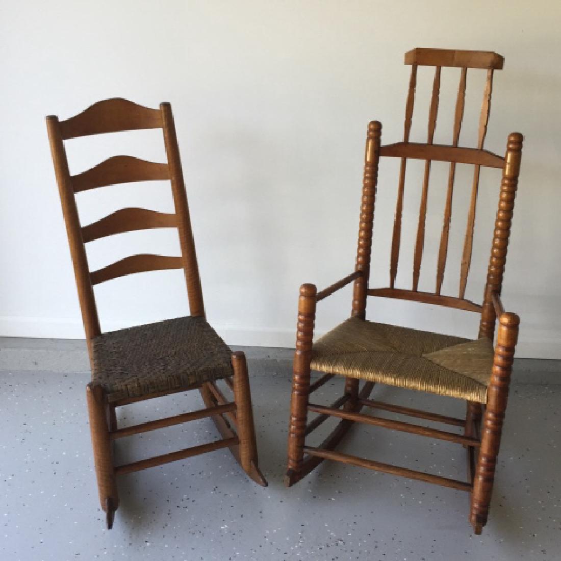 535: RUSSIAN STYLE CARVED WOOD SKELETON ROCKING CHAIR