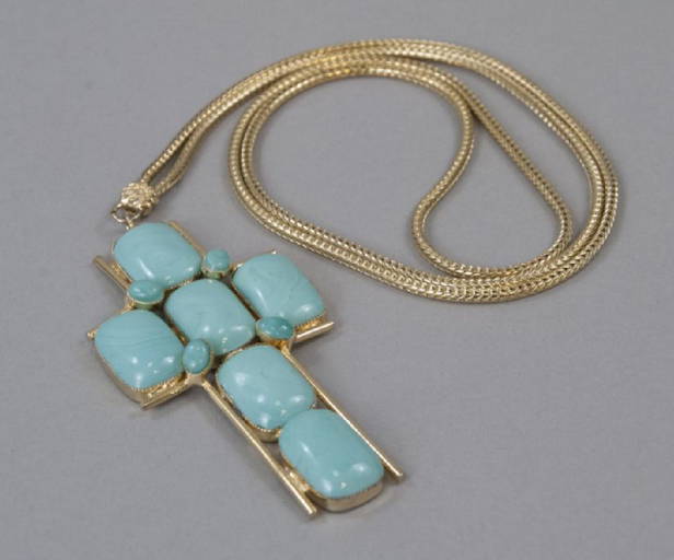 Vintage Kenneth J Lane Turquoise Glass Necklace