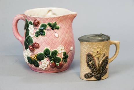 Two Vintage "hall" Burgundy Pottery Pitchers