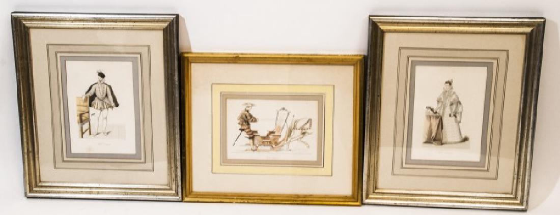 Trio Of Antique Framed French Lithographs