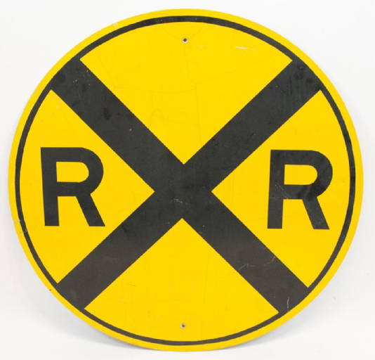 Large Vintage Rail Road Crossing Traffic Sign