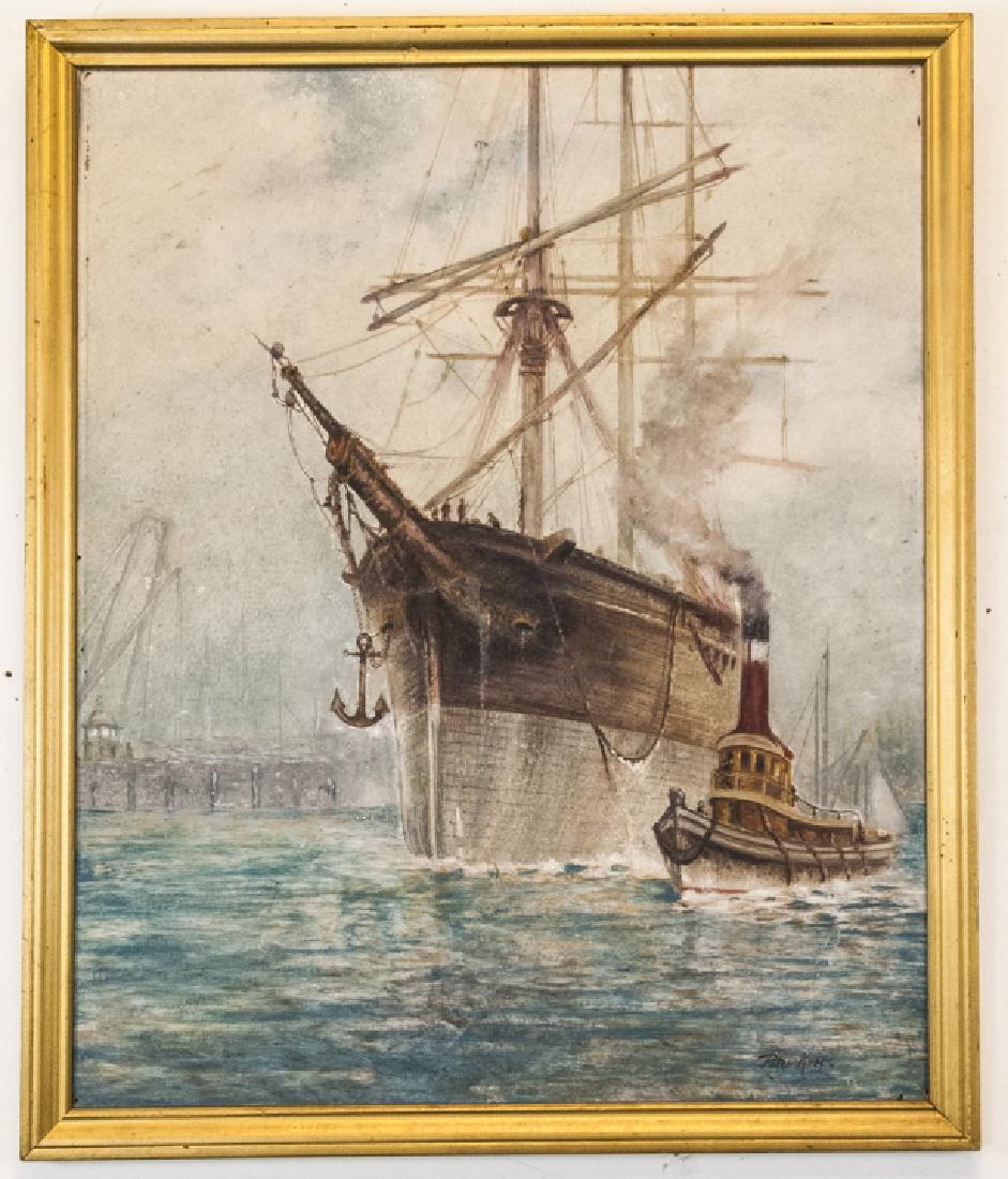 Peter Kerr American Harbor Oil Painting On Board