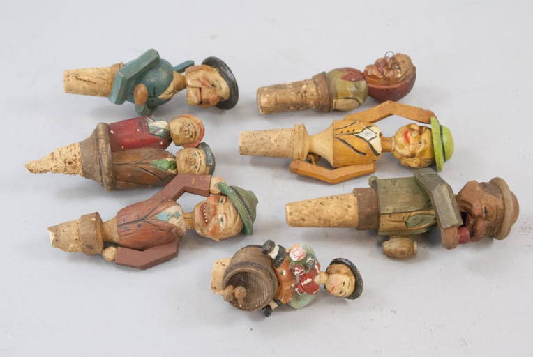 Vintage German Folk Art Carved Mechanical Corks