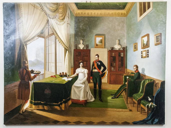 Oil Painting Queen King Consorts In Palace