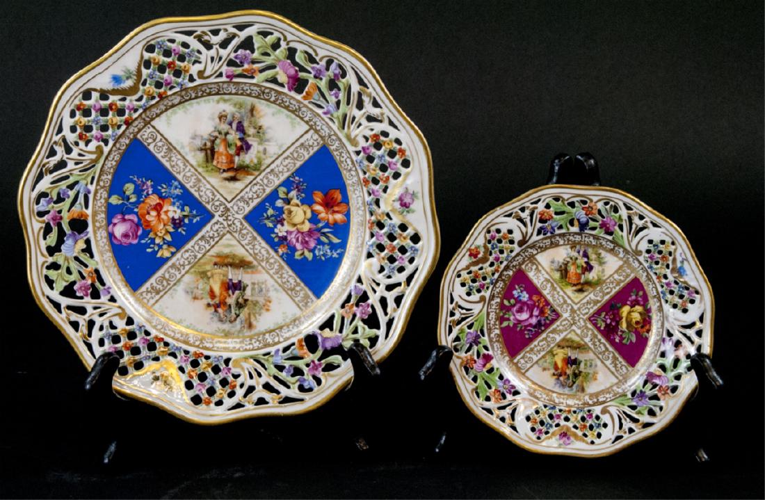 Two Antique German Dresden Schumann Plates