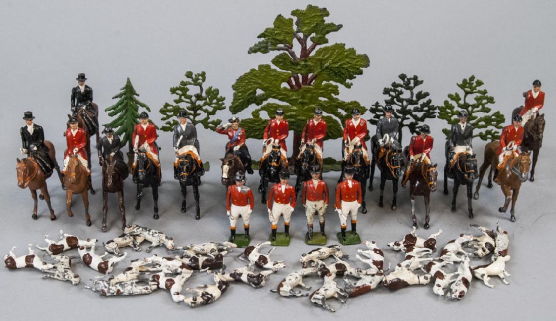 Lot of Antique Hand Painted Toy Figures Hunting